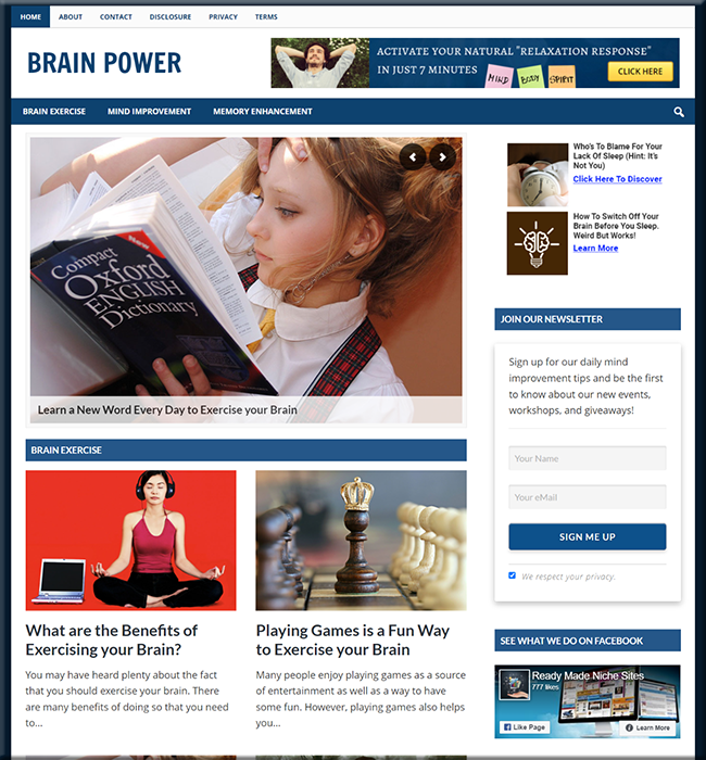 Improve Brain Power PLR Site